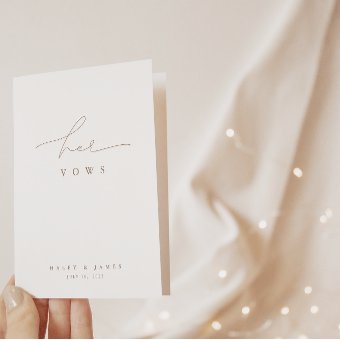 Elegant White Photo Wedding Her Vows Card | Zazzle