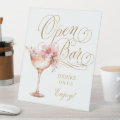 Elegant White Pink Gold Open Bar Pedestal Sign | Zazzle