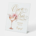 Elegant White Pink Gold Open Bar Pedestal Sign | Zazzle