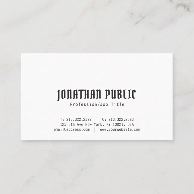 Elegant White Professional Modern Simple Design Business Card | Zazzle