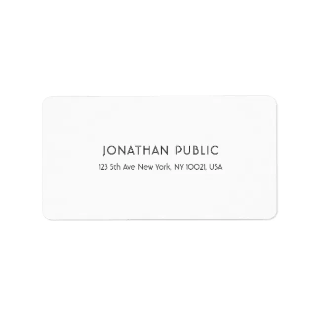 Elegant White Professional Plain Modern Simple Label | Zazzle