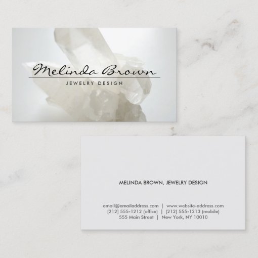 Elegant White Quartz Crystal Gemstone Business Card | Zazzle