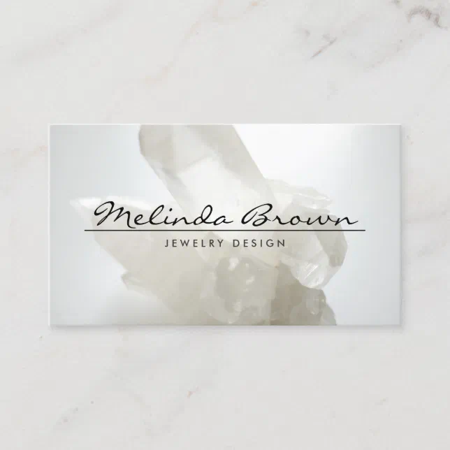 Elegant White Quartz Crystal Gemstone Business Card | Zazzle