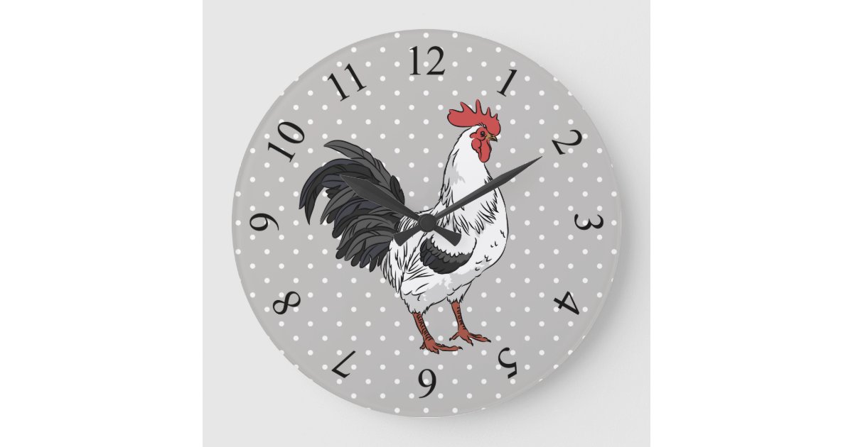Elegant White Rooster Wall Clock | Zazzle