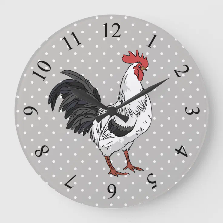 Elegant White Rooster Wall Clock | Zazzle