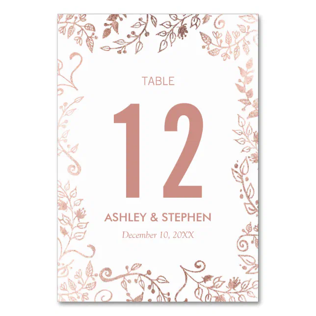 Elegant White Rose Gold Floral Table Numbers | Zazzle