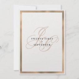 Elegant white rose gold monogram initials wedding invitation | Zazzle