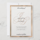Elegant white rose gold monogram initials wedding invitation | Zazzle