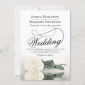Elegant White Rose Reflection Romantic Wedding Invitation | Zazzle