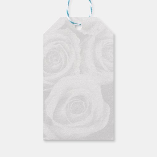 Elegant White Roses Flowers Wedding Gift Tags | Zazzle