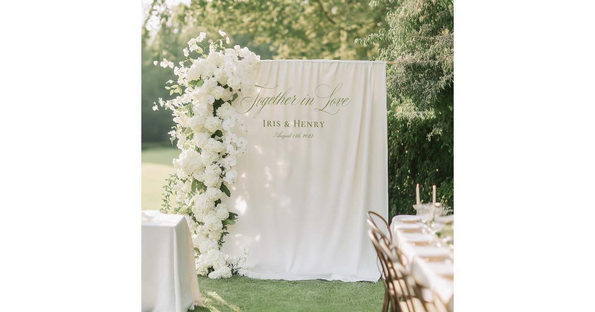 Elegant White Sage Green Wedding Backdrops Banner | Zazzle