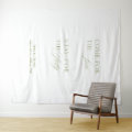 Elegant White & Sage Green Wedding Welcome Banner Tapestry | Zazzle