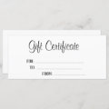 Elegant White Script Personalised Gift Certificate | Zazzle