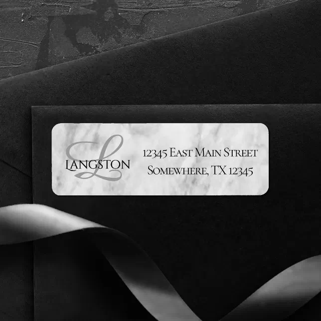 Elegant White Silver and Gray Textured Marble Label | Zazzle