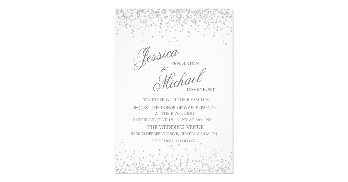 Elegant White Silver Glitter Wedding Invitation | Zazzle.com