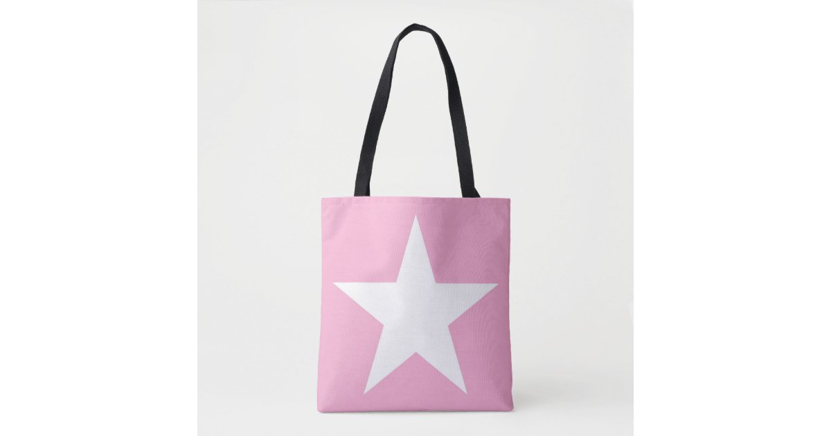 Elegant White Star Design Modern Cute Pink Tote Bag | Zazzle