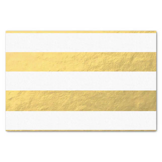 Elegant White Stripes Gold Foil Printed Tissue Paper | Zazzle