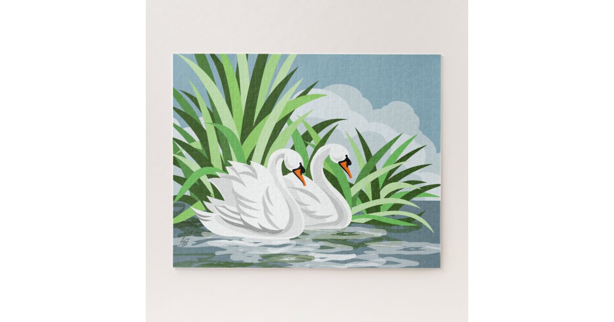 Elegant White Swans Jigsaw Puzzle | Zazzle