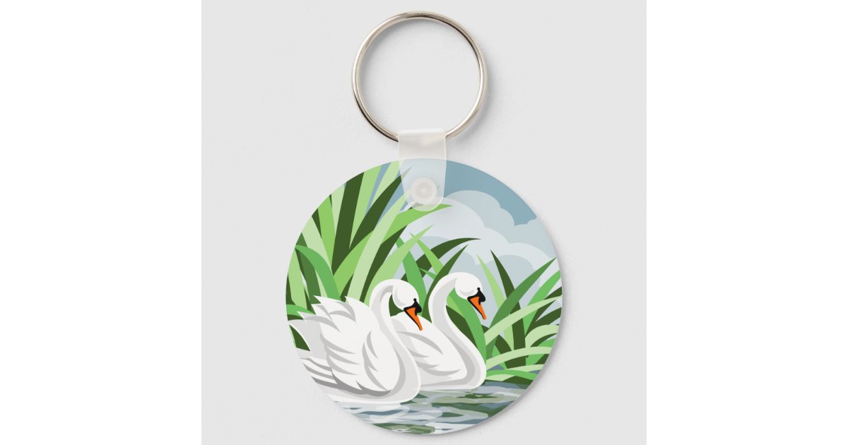 Elegant White Swans Keychain | Zazzle