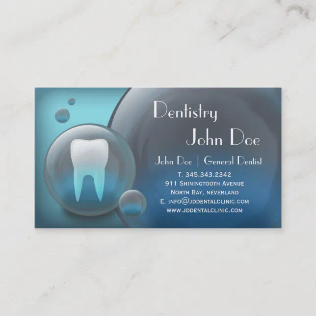 Elegant white teeth bubble dental business card | Zazzle