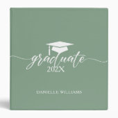 Elegant White Typography On Sage Green Background 3 Ring Binder | Zazzle