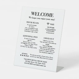 Elegant White Vacation Rental House Welcome Pedestal Sign | Zazzle