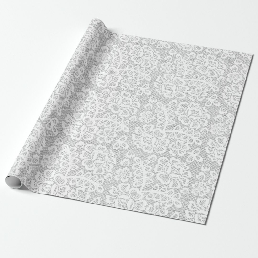 Elegant White Vintage Lace Wedding Wrapping Paper | Zazzle