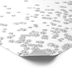 Elegant White w/ Sparkling Silver Glitter Wedding Poster | Zazzle