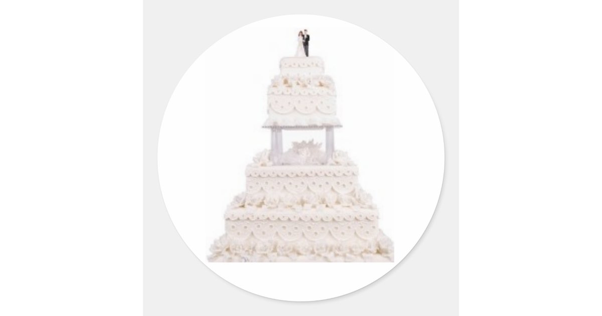 Elegant White Wedding Cake Stickers | Zazzle