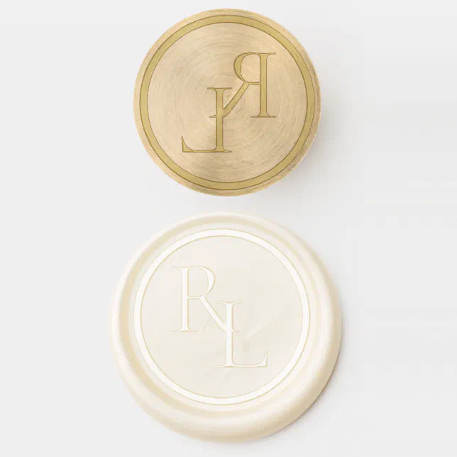 Elegant White Wedding Couple Initials Monogram Wax Seal Stamp | Zazzle