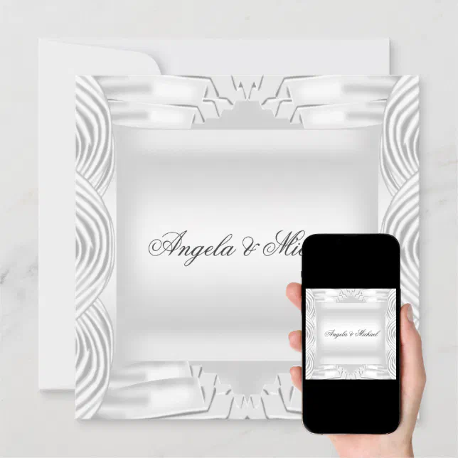 Elegant White Wedding Invitation | Zazzle