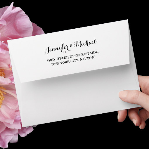 Elegant White Wedding Invitation Return Address Envelope | Zazzle