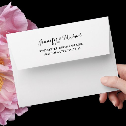Elegant White Wedding Invitation Return Address Envelope | Zazzle