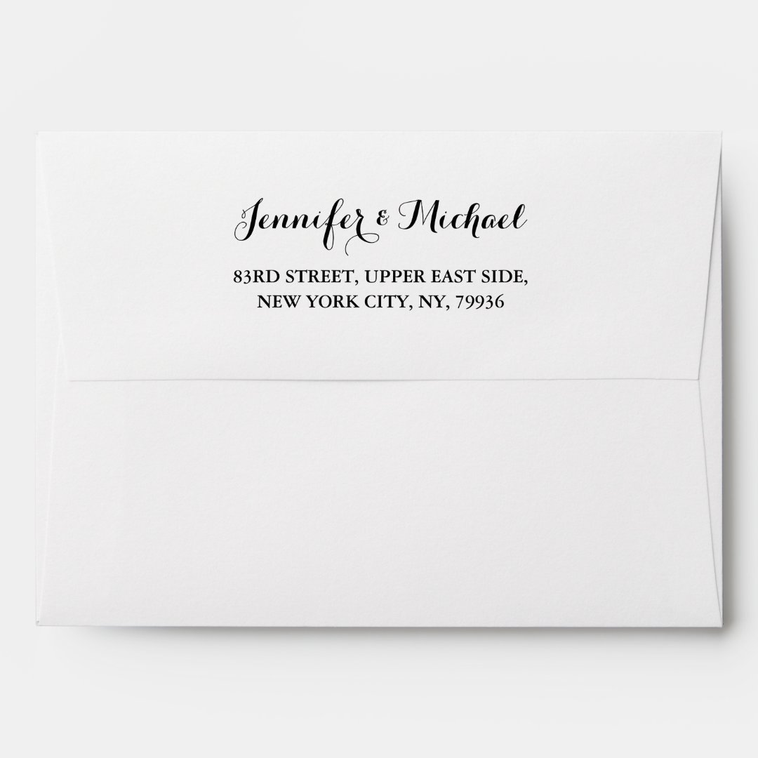 Elegant White Wedding Invitation Return Address Envelope | Zazzle