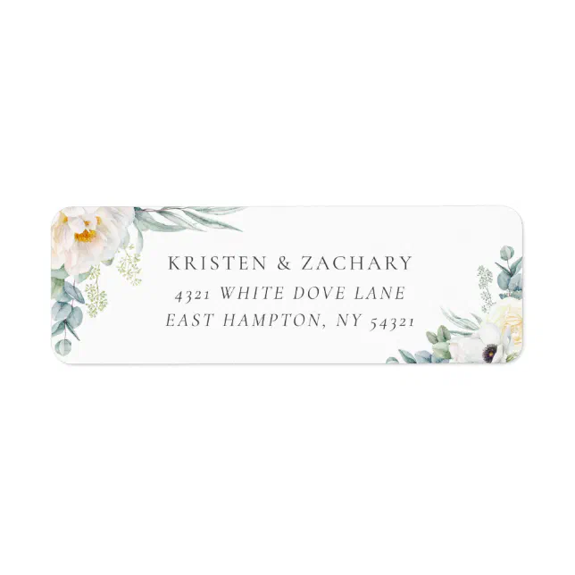 Elegant White Wedding Return Address Label | Zazzle