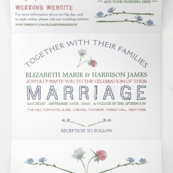 Elegant White, Wildflower Wedding Suite Tri-Fold Invitation | Zazzle