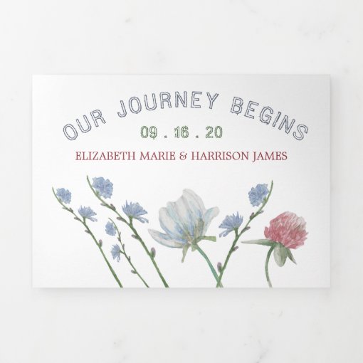 Elegant White, Wildflower Wedding Suite Tri-Fold Invitation | Zazzle