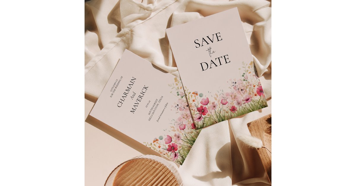 Elegant Wild flower Wedding Save The Date | Zazzle