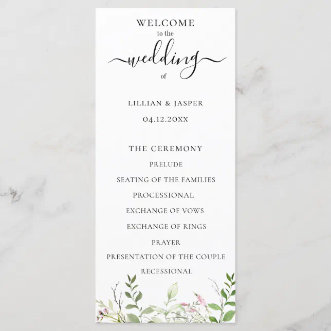 Elegant Wildflower Botanical Wedding Program | Zazzle