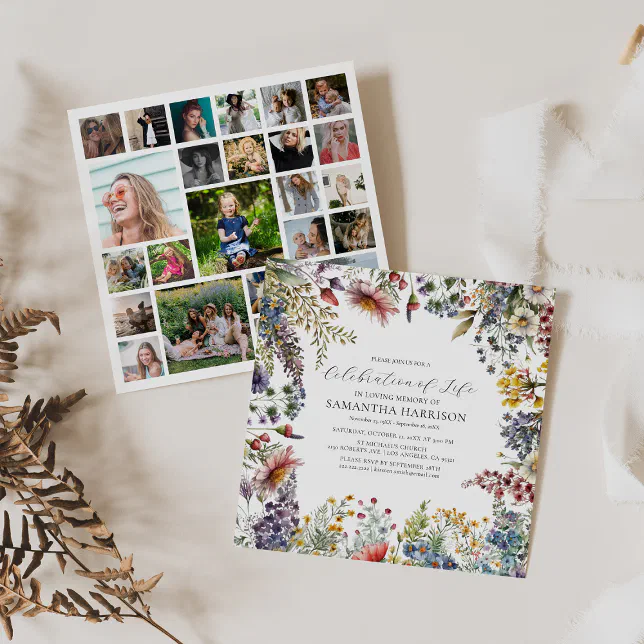 Elegant Wildflower Celebration Of Life Invitation | Zazzle
