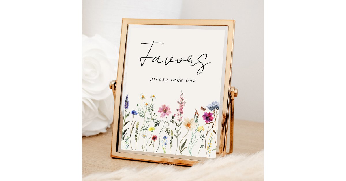 Elegant Wildflower Cream Favors Sign | Zazzle