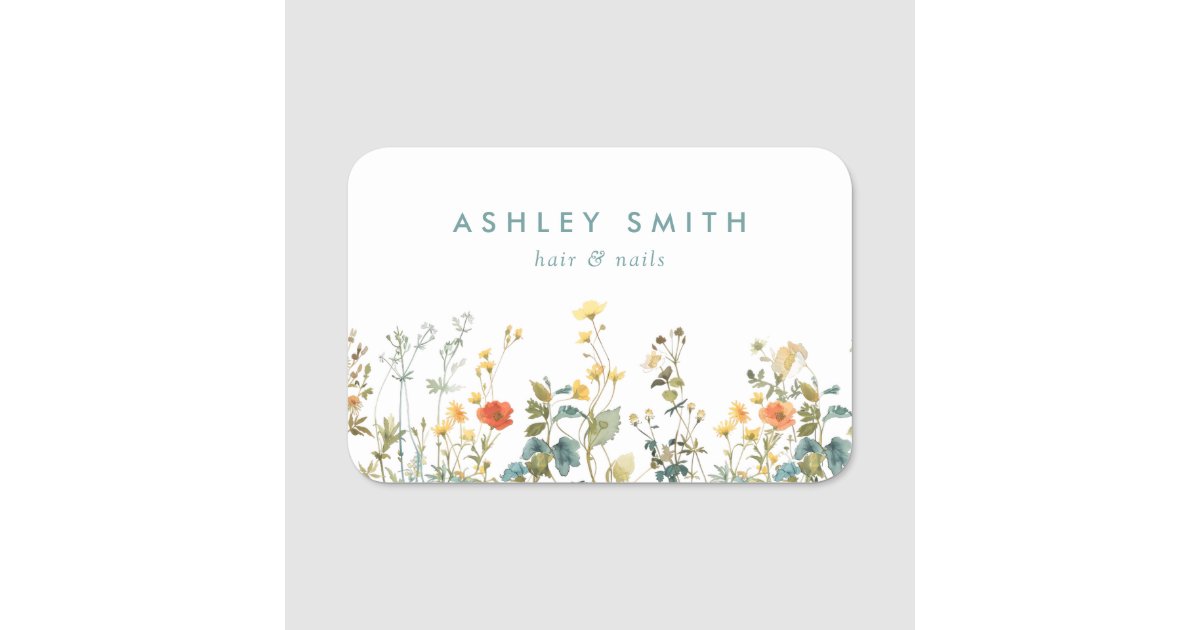 Elegant Wildflower Field Name Tag | Zazzle