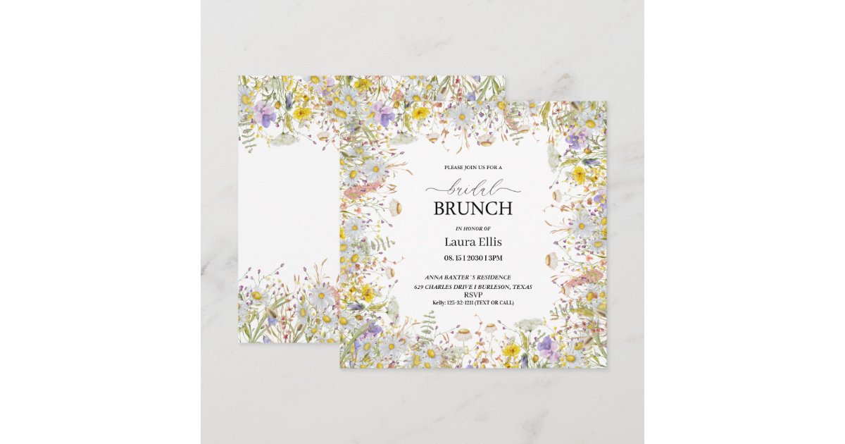 Elegant wildflower floral bridal brunch invitation | Zazzle