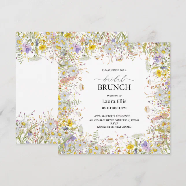 Elegant wildflower floral bridal brunch invitation | Zazzle