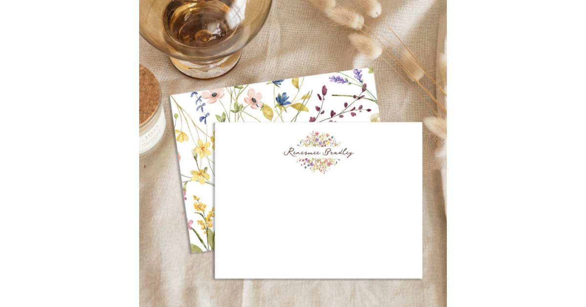 Elegant Wildflower Frame Border Note Card | Zazzle