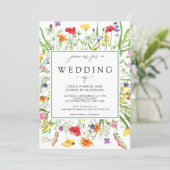 Elegant Wildflower Frame Calligraphy Wedding Invitation | Zazzle