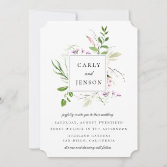 Elegant Wildflower Frame Wedding Invitation | Zazzle