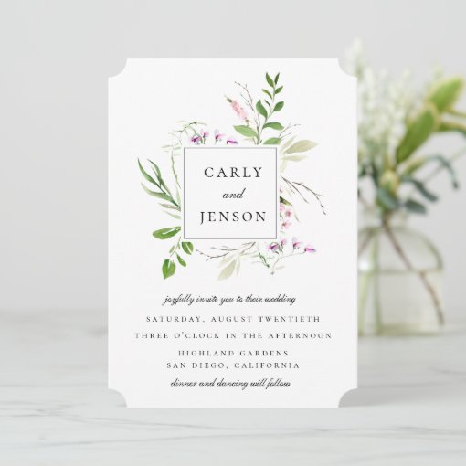 Elegant Wildflower Frame Wedding Invitation | Zazzle