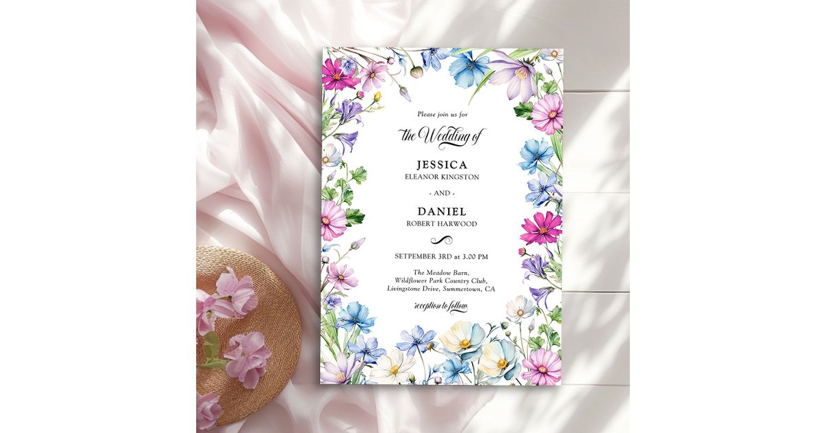 Elegant Wildflower Garden Floral Wedding Invitation | Zazzle