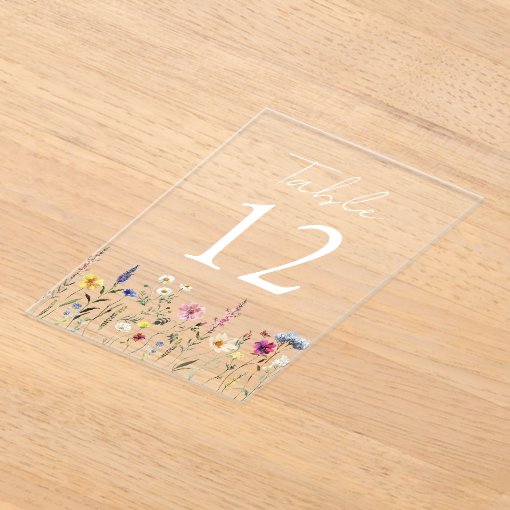 Elegant Wildflower Meadow Acrylic Table Number | Zazzle